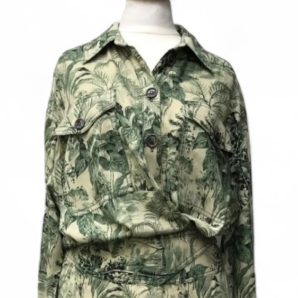 Zara | Dresses | Zara Linen Safari Shirt Dress Belted Midi Tea Tropical ...